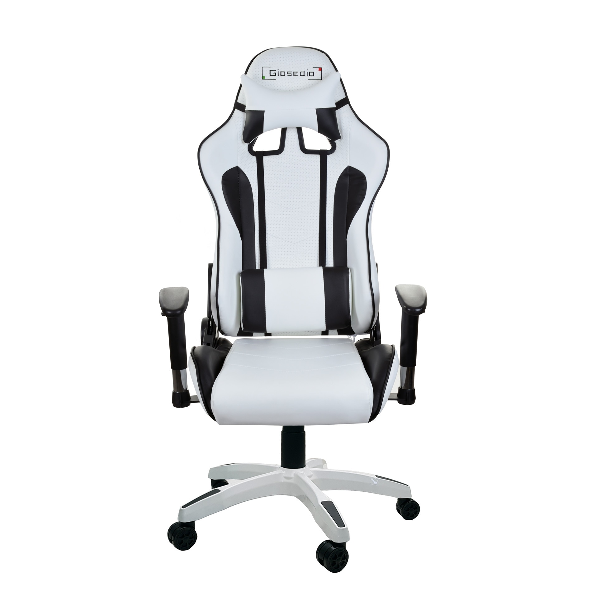 Scaun gaming Giosedio GSA024, Piele Ecologica, Alb-Negru - eMAG.ro