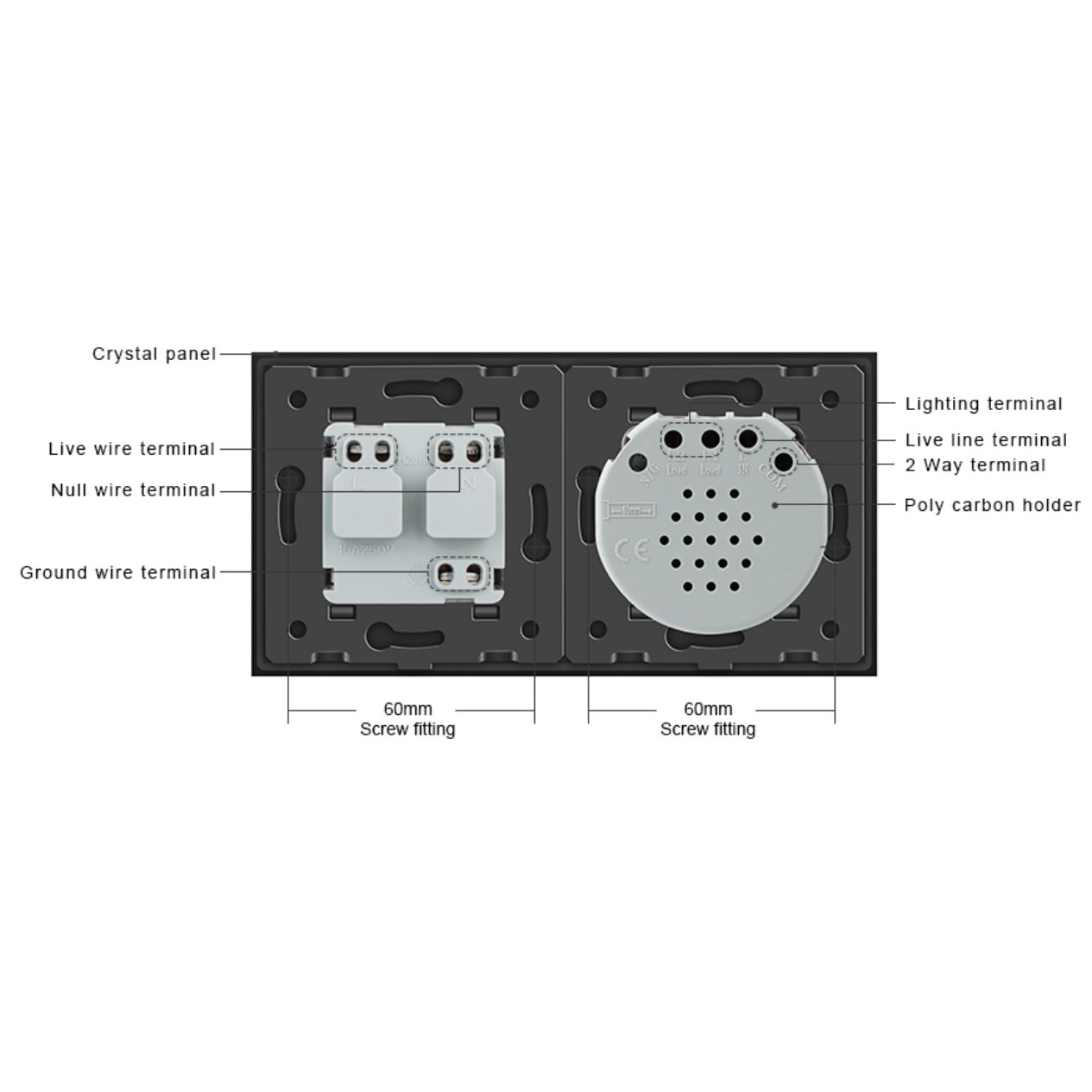 Intrerupator simplu touchs screen (tactil) si priza cu panou frontal ...
