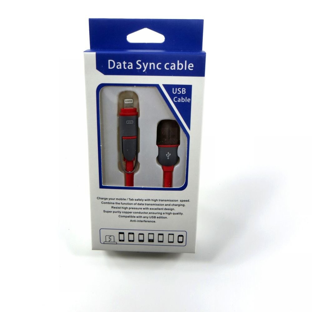 Cablu date, Royal, USB - Micro USB, Lightning, 1m, Rosu - eMAG.ro