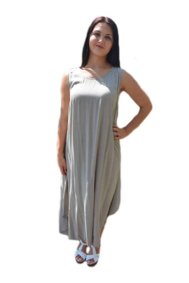 Rochie simpla cu design sifonat si croi larg, fara maneci, D&J ...