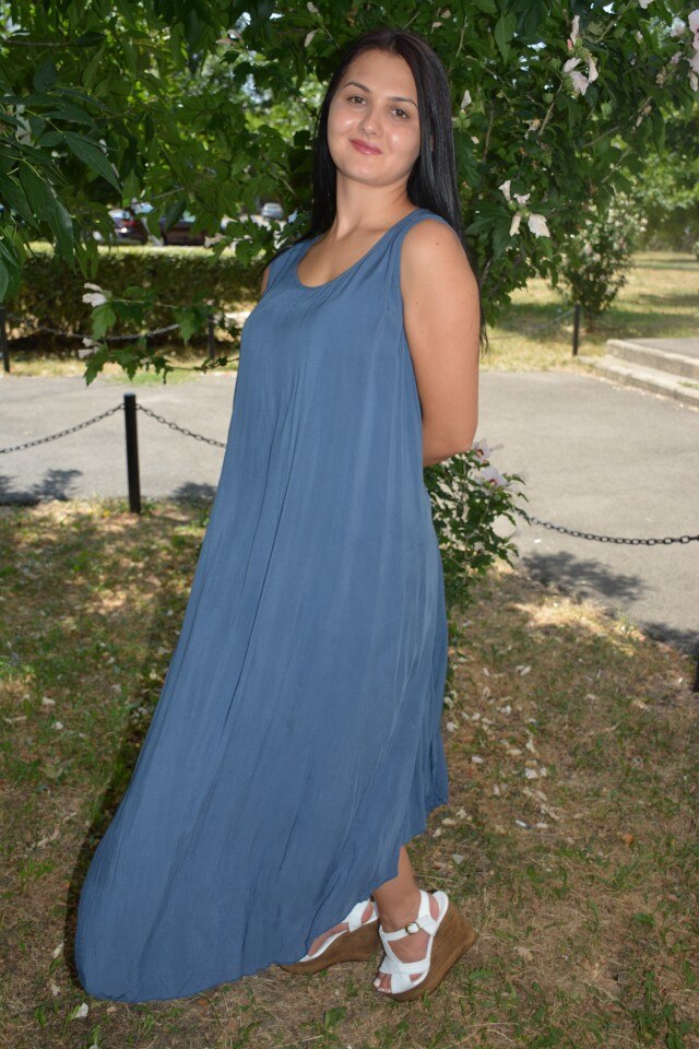 Rochie simpla cu design creponat, D&J Exclusive, Albastru, 44 EU - eMAG.ro