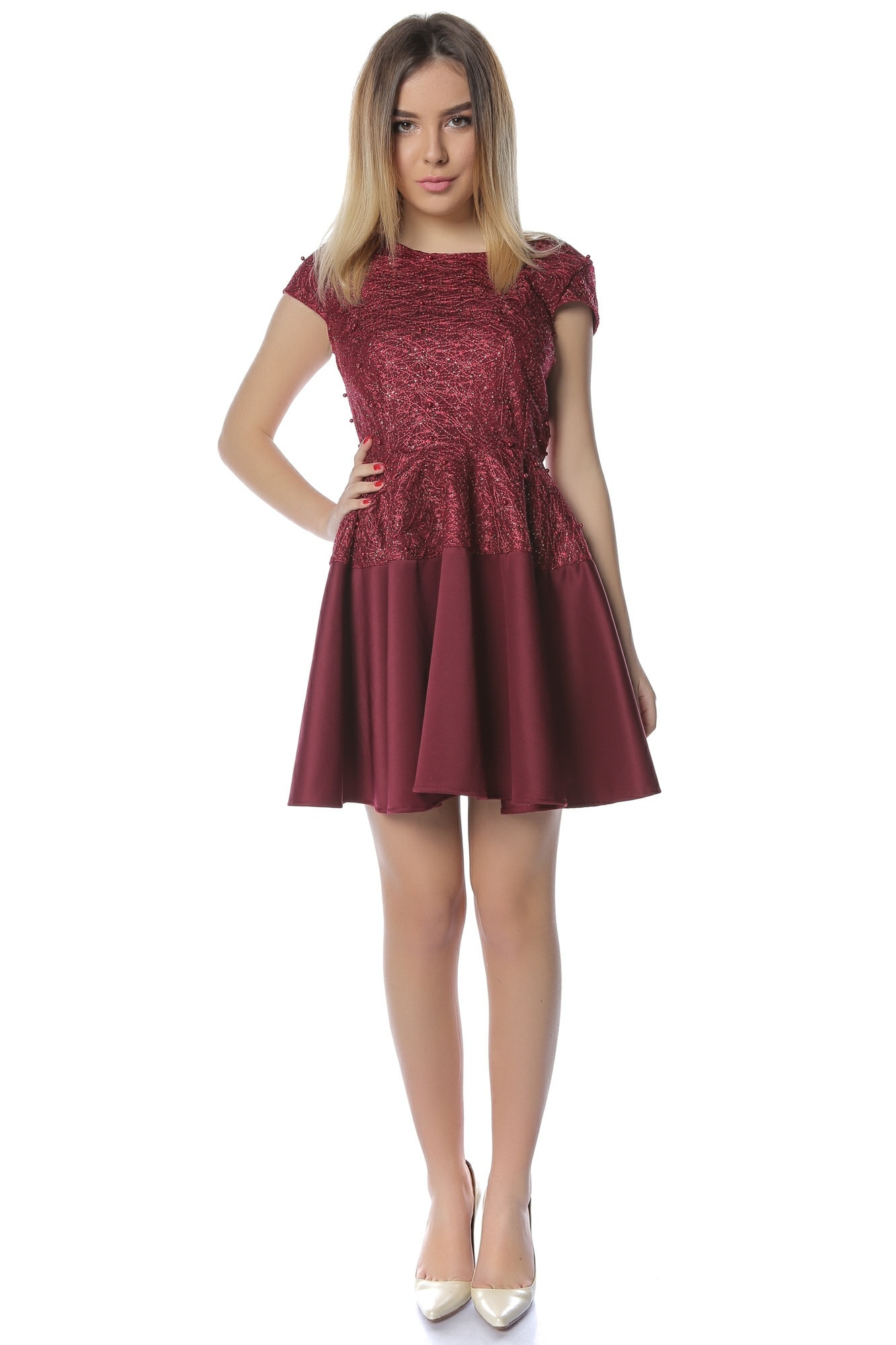 Rochie clos, Cleopatra, bordo, S/M - eMAG.ro
