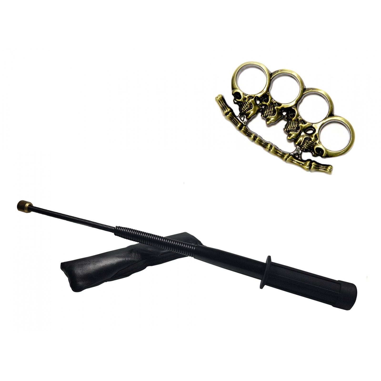 Set baston telescopic flexibil negru maner tip tonfa 47 cm + pumnal/box ...
