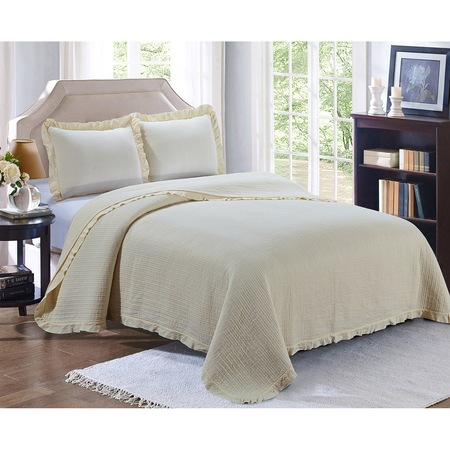 Set cuvertura si 2 fete de perna TED, 220x240 cm si 40x60 cm, Crem ...