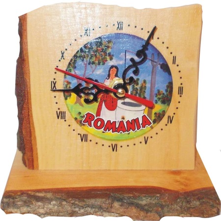 Ceas masa lemn rustic, Romania, Suvenir, cuplu tarani - eMAG.ro