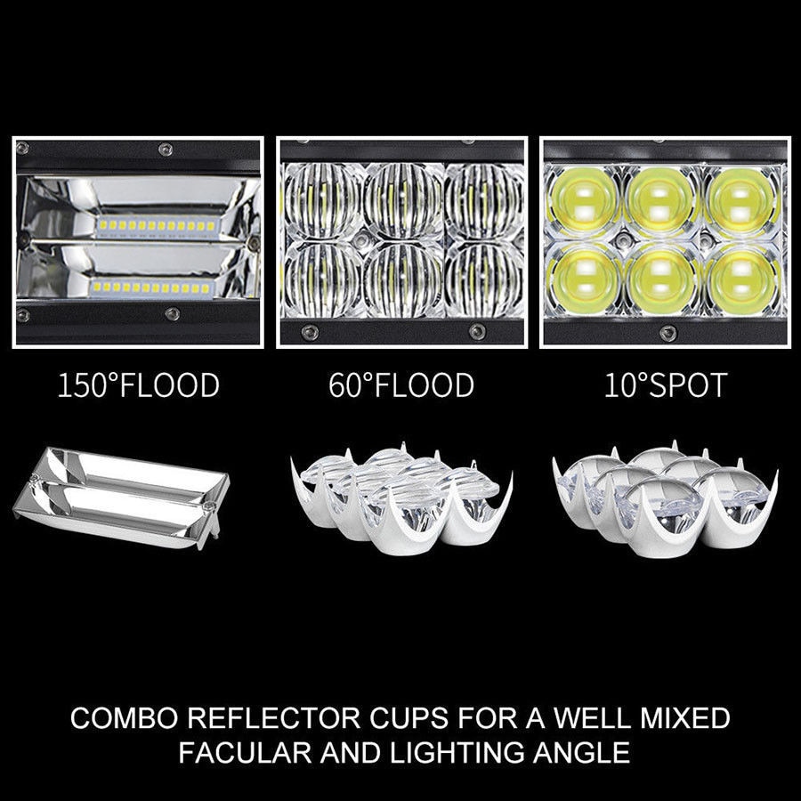 Led bar 216w 5D Spot si Flood alimentare 12/24v + kit blitz releu ai ...