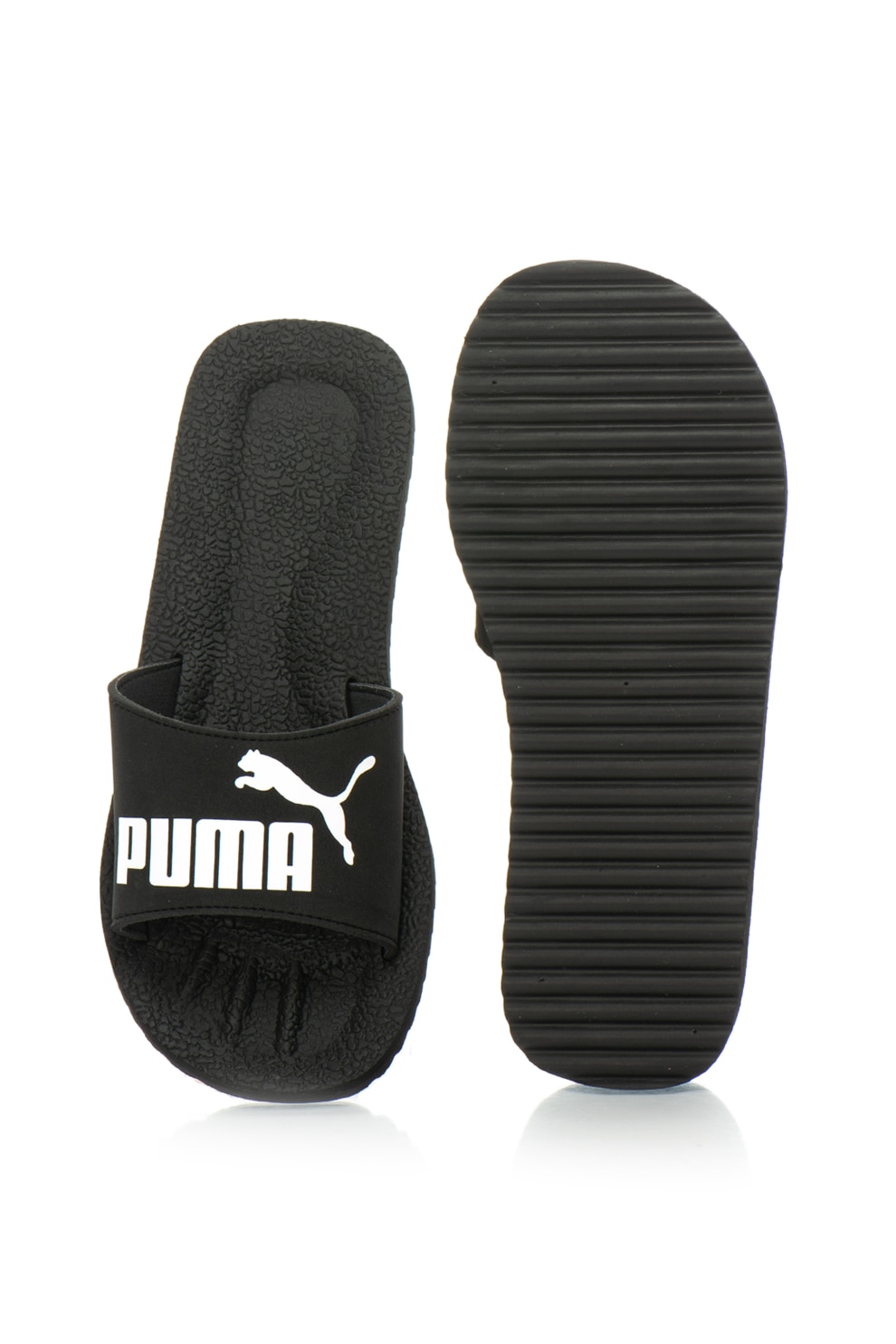 Puma, Papuci cu logo Purecat, Negru/Alb, 11 - eMAG.ro