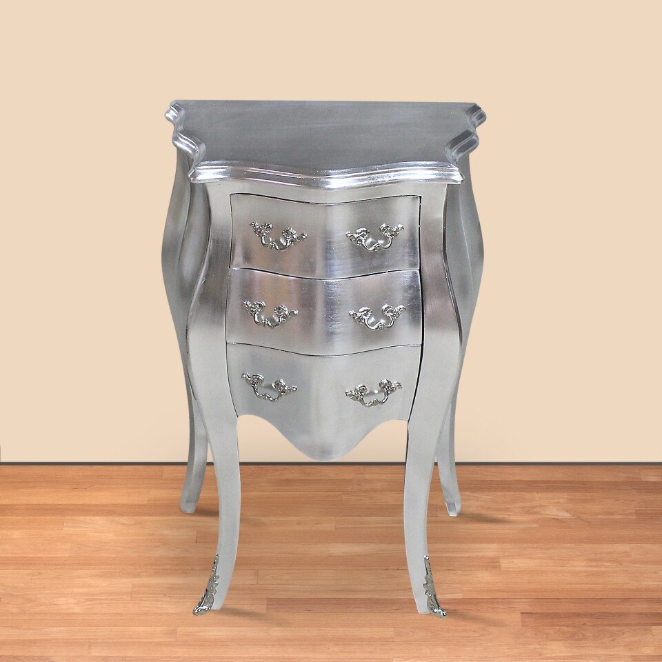 Comoda argintie 3 sertare clasica stil baroc 50 cm - eMAG.ro