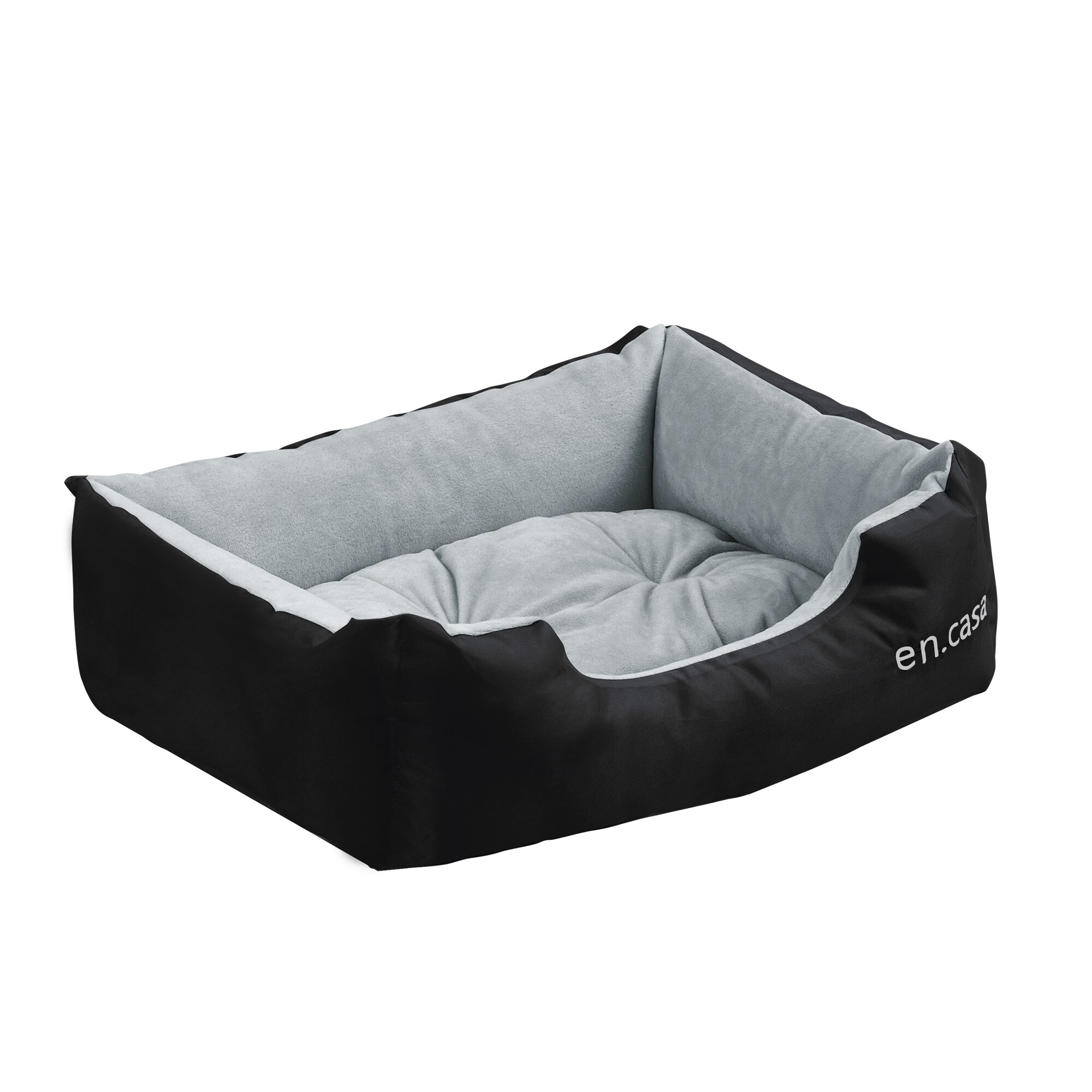 Culcus caine Pluto, en.casa, 50 x 38 x 17 cm, masura S, negru/gri - eMAG.ro