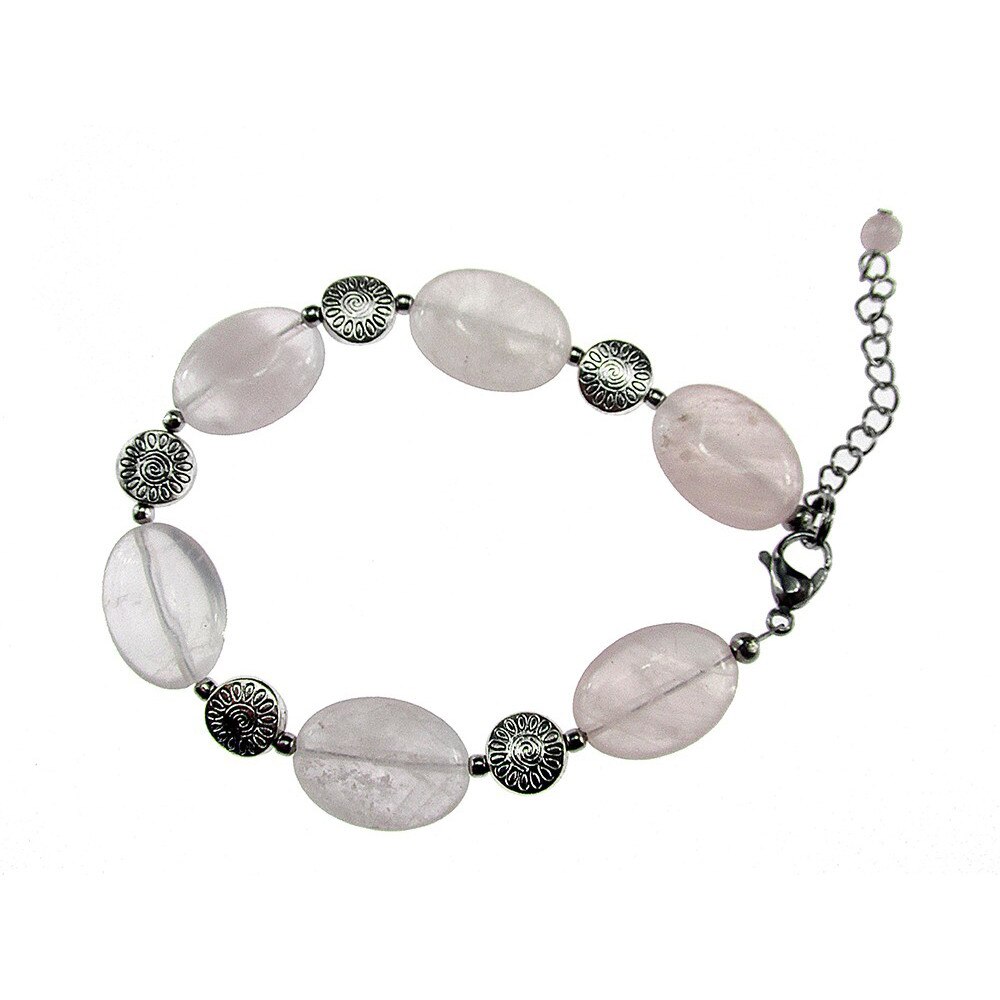 Bratara cuart roz natural cu insertii tibetane soare, GlamBazaar - eMAG.ro