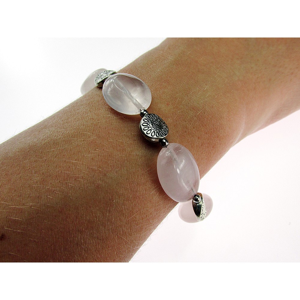 Bratara cuart roz natural cu insertii tibetane soare, GlamBazaar - eMAG.ro