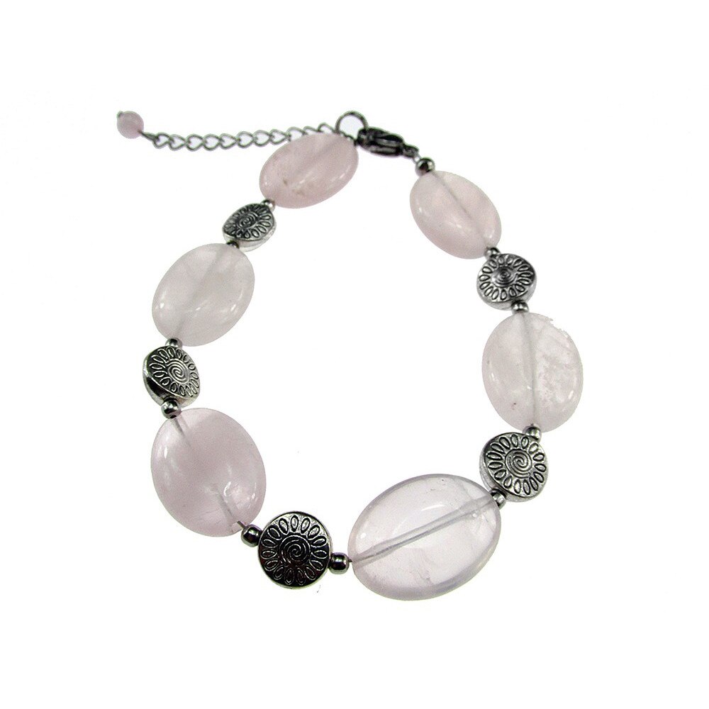 Bratara cuart roz natural cu insertii tibetane soare, GlamBazaar - eMAG.ro