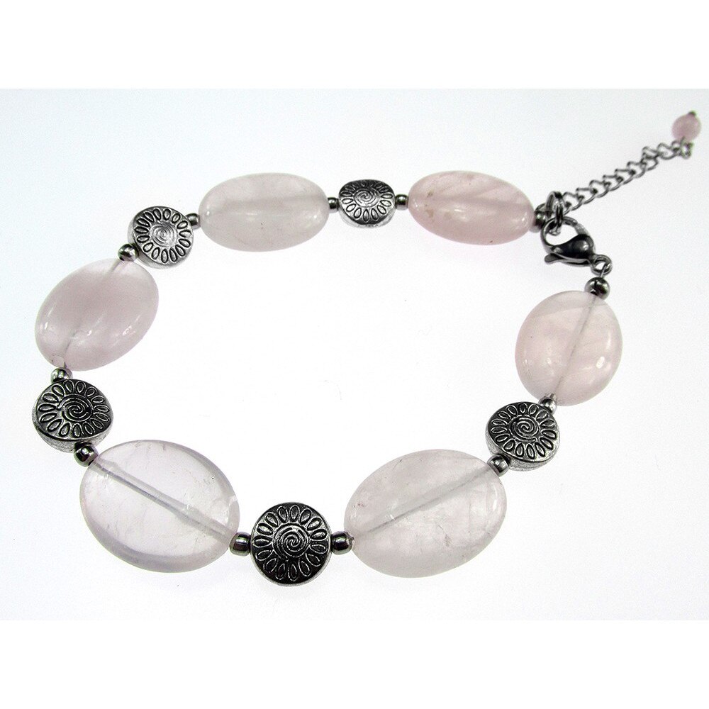 Bratara cuart roz natural cu insertii tibetane soare, GlamBazaar - eMAG.ro