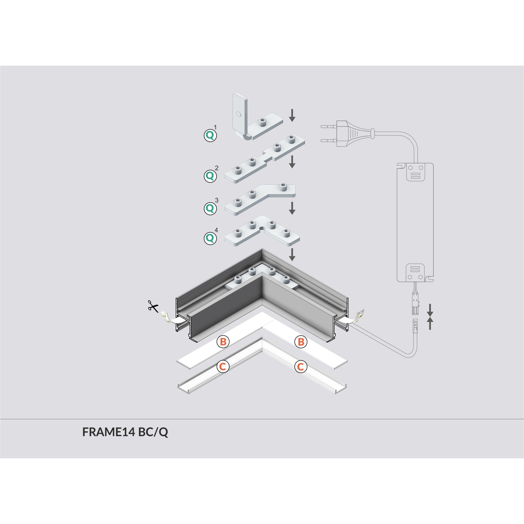 Set - Profil aluminiu pentru banda LED - FRAME - 1m - aluminiu anodizat ...