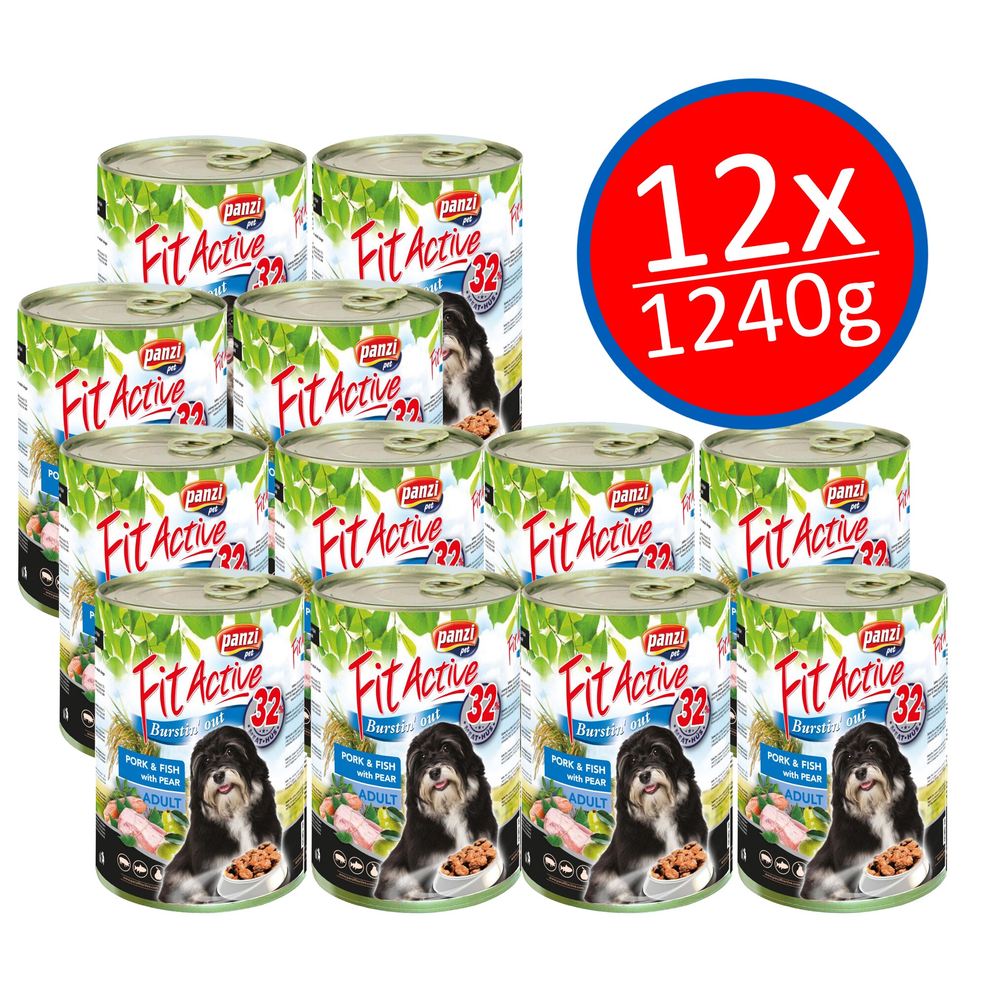 Fit Active Dog konzerv kutyáknak, Sertés és Hal, 12x1240 g - eMAG.hu