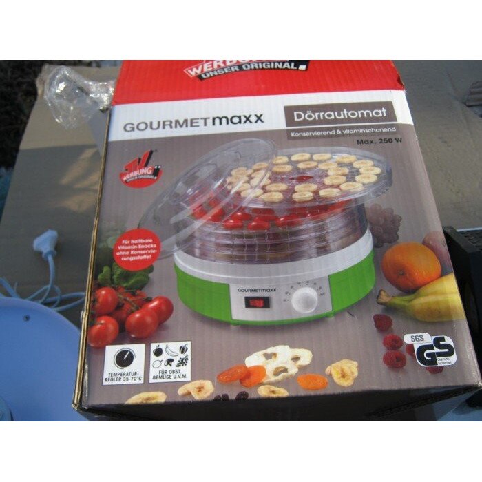 Deshidrator alimente GOURMETmaxx 5 rafturi, 250 W, alb / verde - eMAG.ro