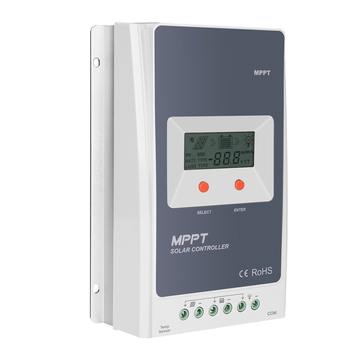 Соларен регулатор/контролер EPEVER, модел MPPT 40A, 12V 24V, максимум 1040 W, TRACER4210AN - eMAG.bg