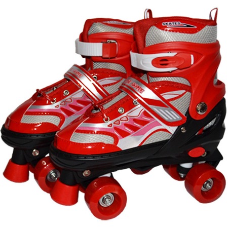 Role pentru copii reglabile cu 4 roti, patine cu rotile, Rosii Marimea ...
