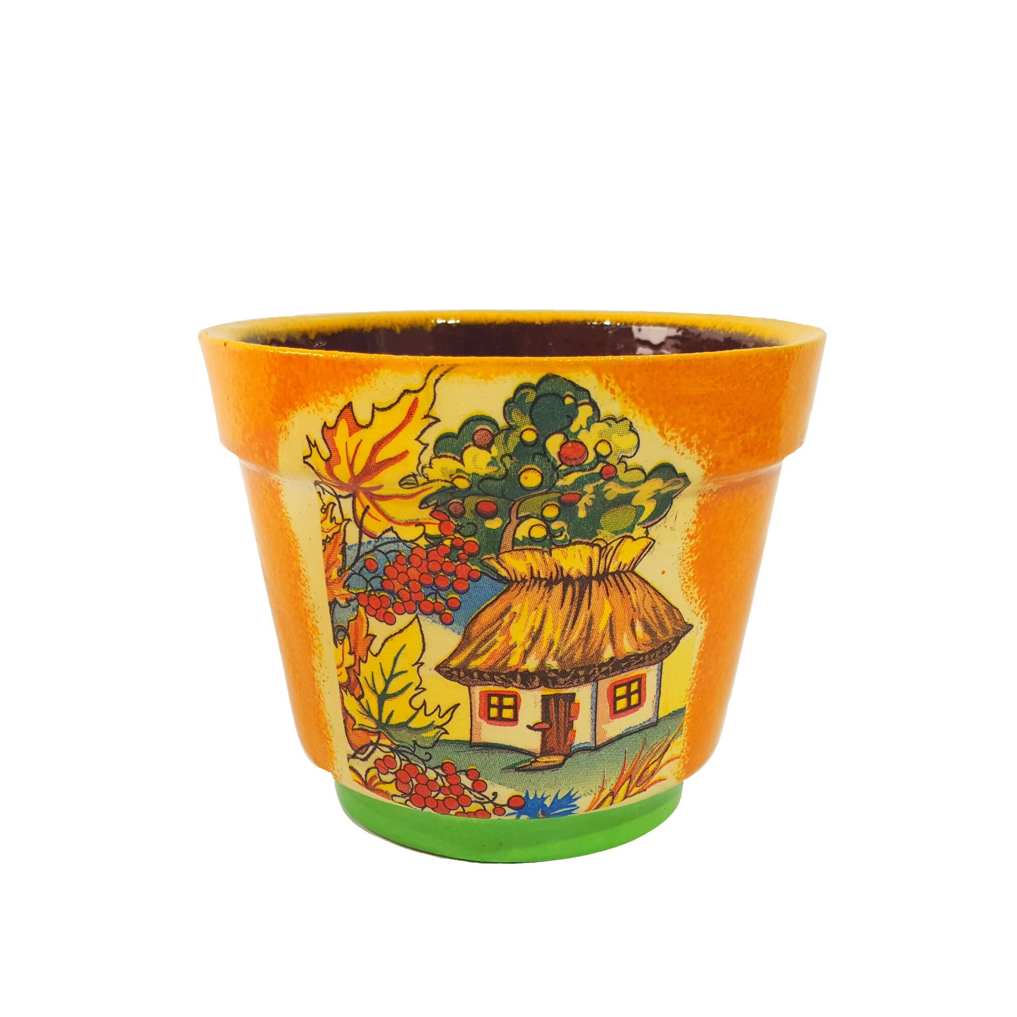 Set 4 ghivece ceramica decorate manual, GhiveceColorate.ro, multicolore ...