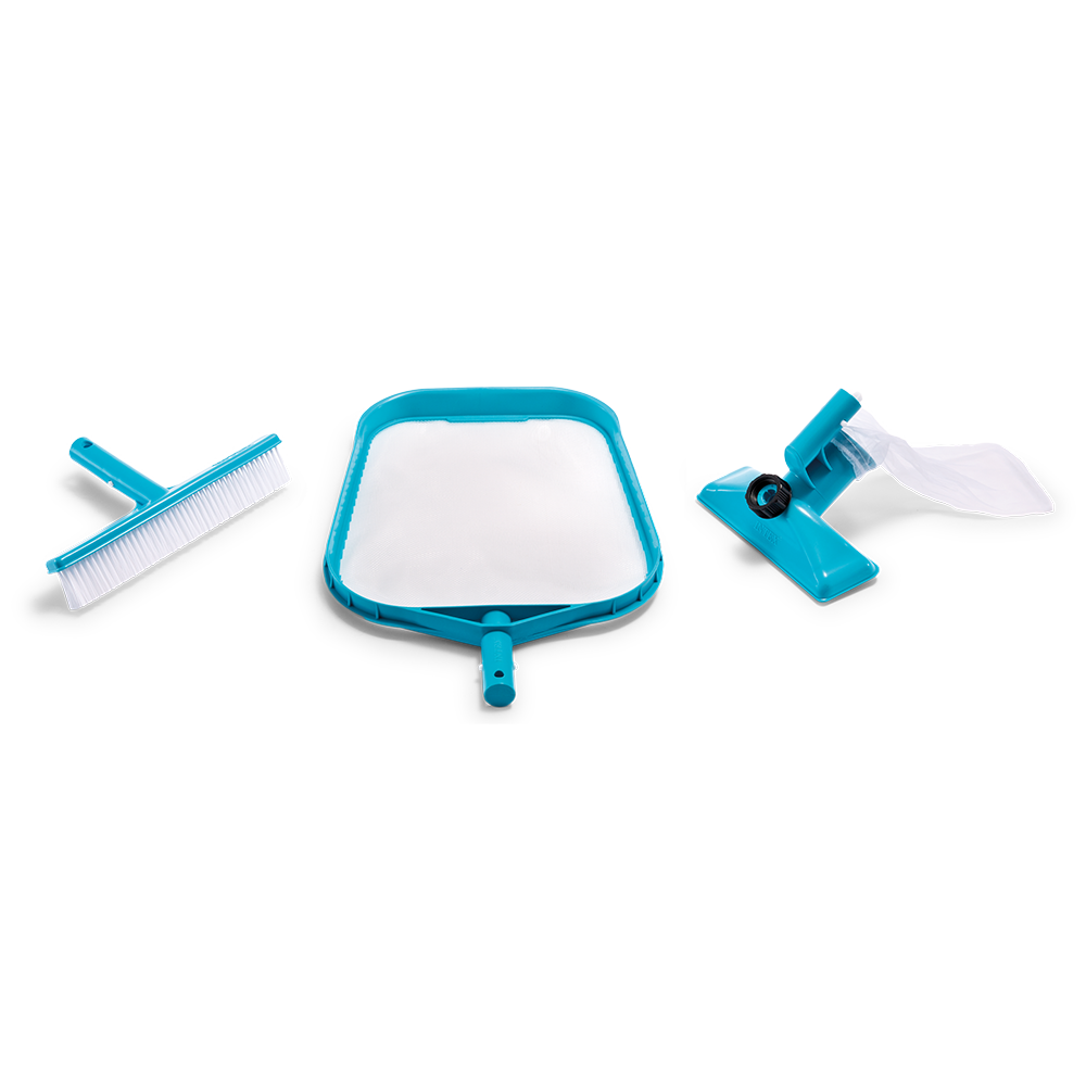 Kit curatare pentru piscina Basic Intex 29056, 3 piese - plasa frunze, perie, cap de aspirare cu ...