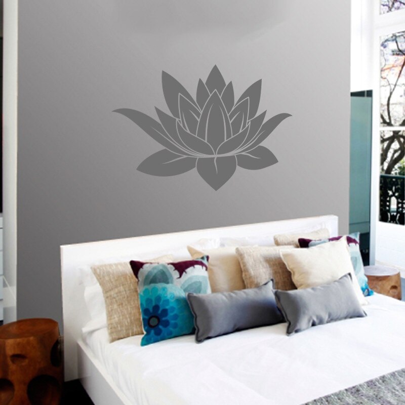 Sticker Decorativ - SMAER - Floare de Lotus - 60cm x 50cm - Gri - eMAG.ro