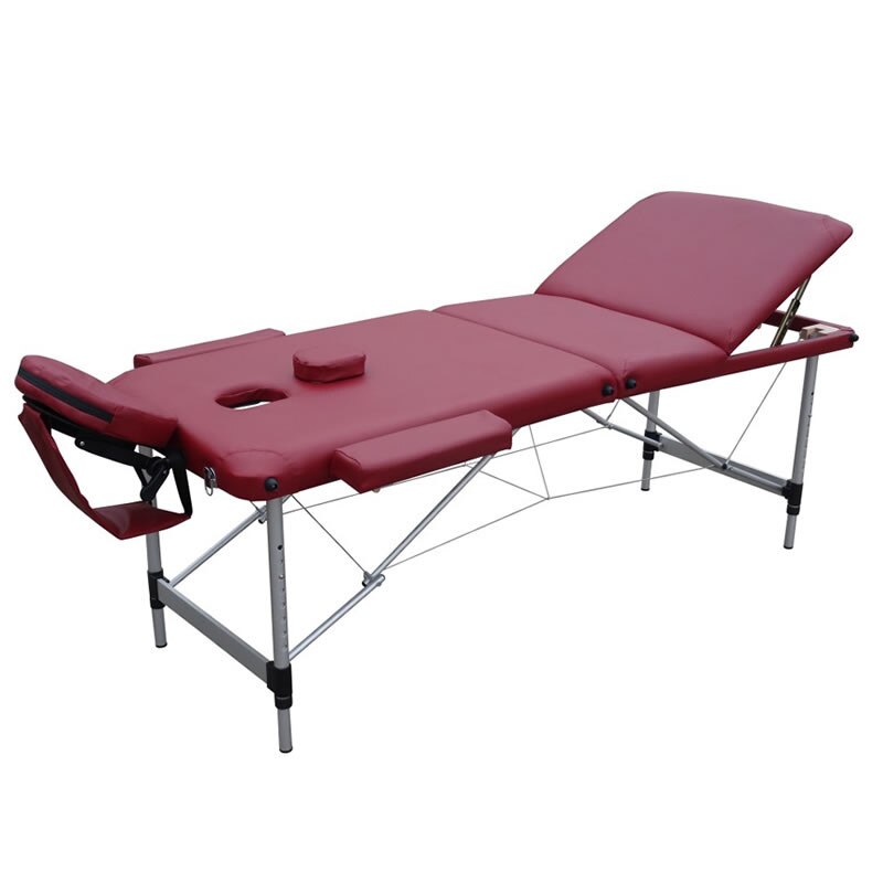 Pat pentru masaj pliabil, 3 sectiuni, structura aluminiu, burgundy ...