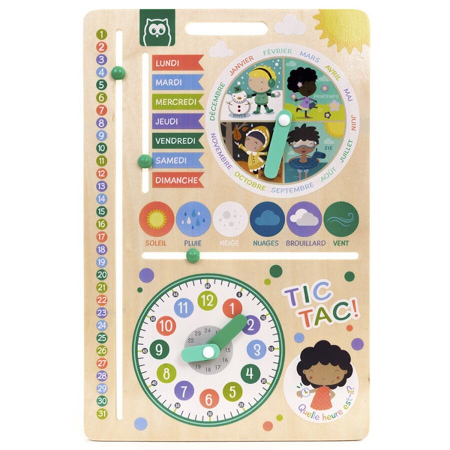 Calendar si ceas in limba franceza, EUREKAKIDS, lemn - eMAG.ro
