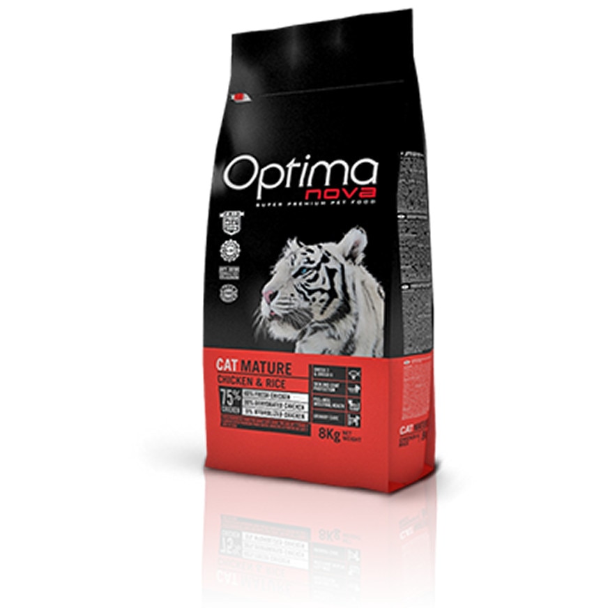 Храна за котки ВЪЗРАСТНИ, пиле и ориз, OPTIMA CAT Mature Chicken and ...