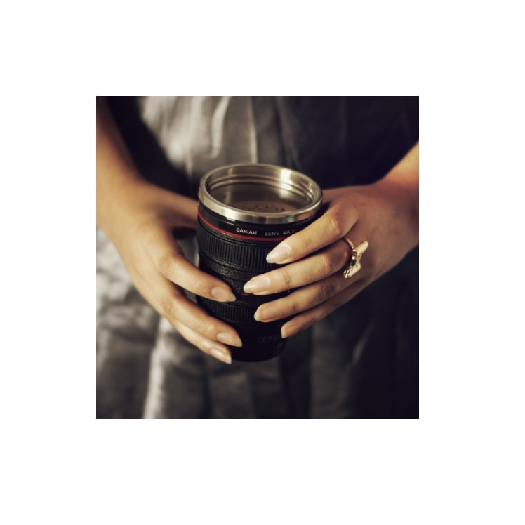 Set 2 Cani Termos sub forma de Obiectiv Foto WLS Black, 400 ml - eMAG.ro