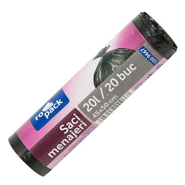 Ropack szemeteszsák, 20 l, 45 x 50 cm, 20 darab/tekercs, Szürke - eMAG.hu