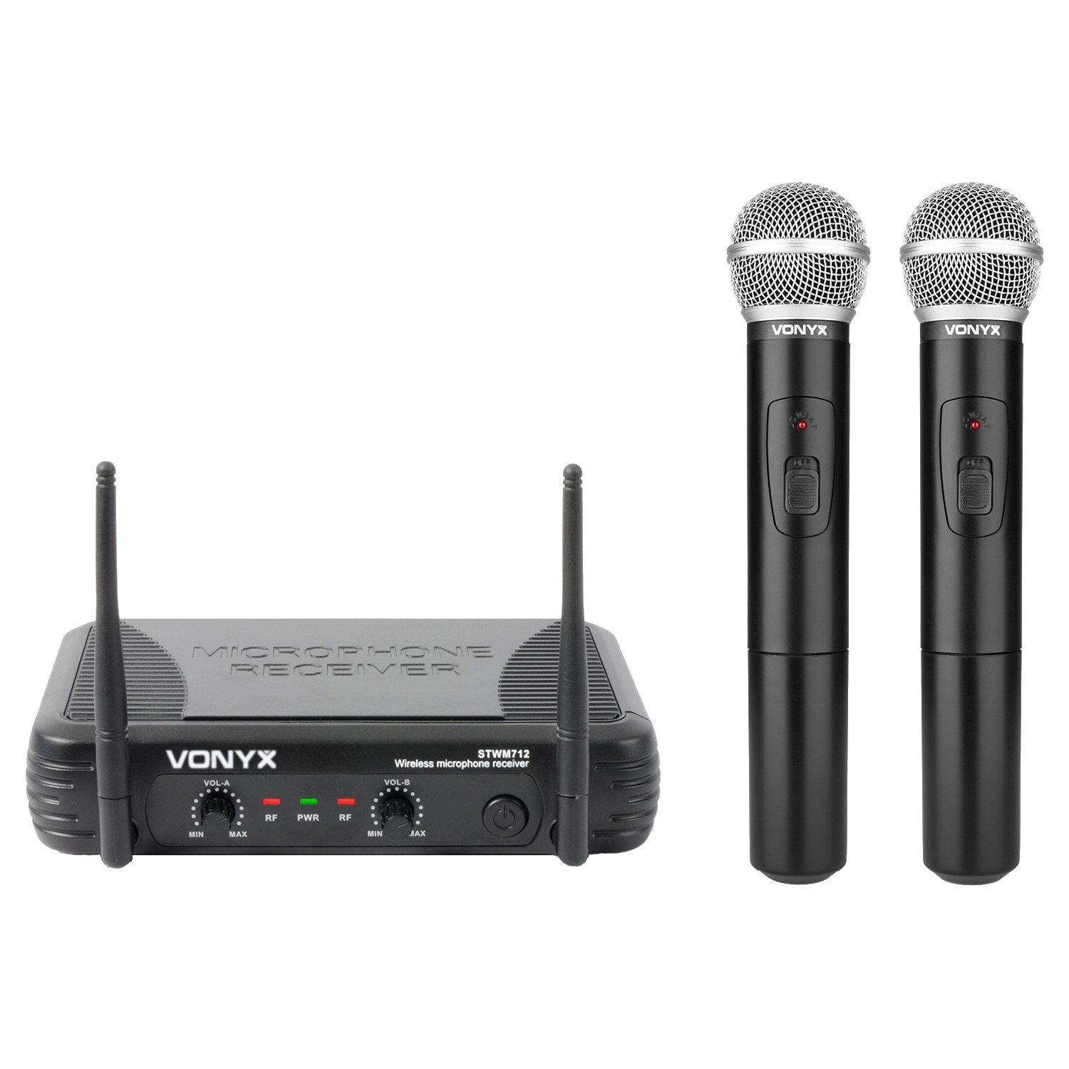 Set 2 microfoane de mana fara fir VHF, Vonyx STWM712 - eMAG.ro