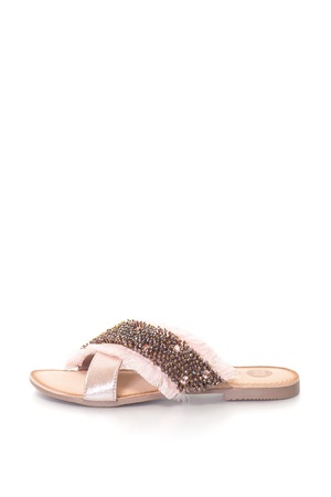 Gioseppo, Papuci cu aplicatii din margele, Roz pal, 36 - eMAG.ro