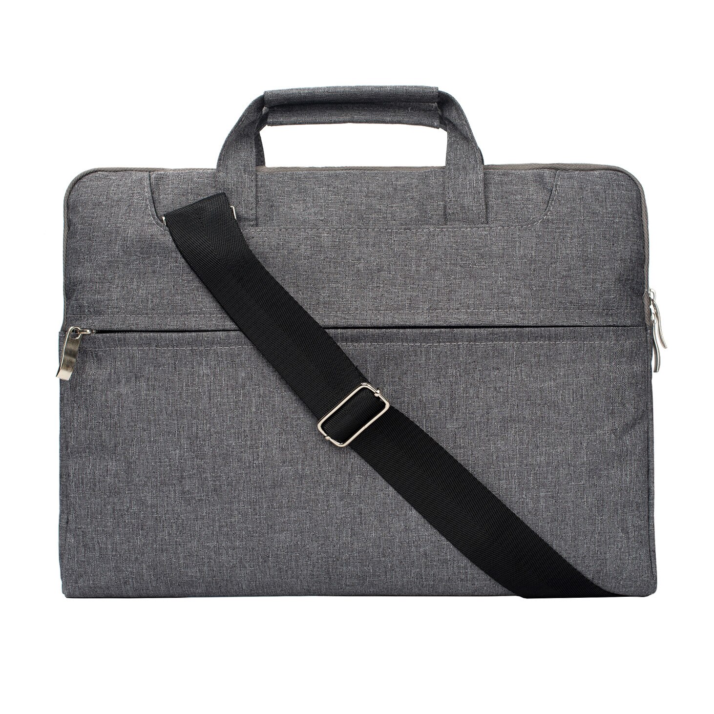 Geanta laptop / macbook 13 inch compartimentata cu maner si curea, gri ...