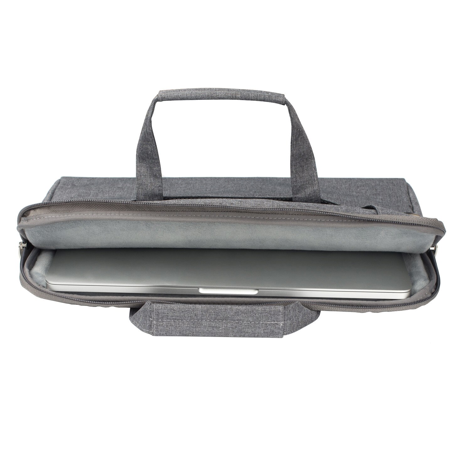 Geanta laptop / macbook 13 inch compartimentata cu maner si curea, gri ...