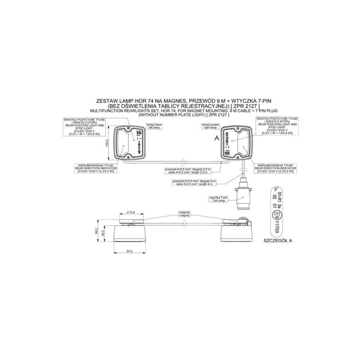Комплект стопове с LED и магнит 12V - 24V ZPR2127 - eMAG.bg