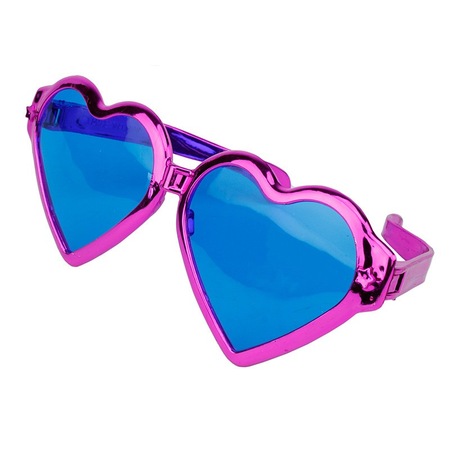 Ochelari party forma inimioara, supradimensionati, metalizati, mov ...