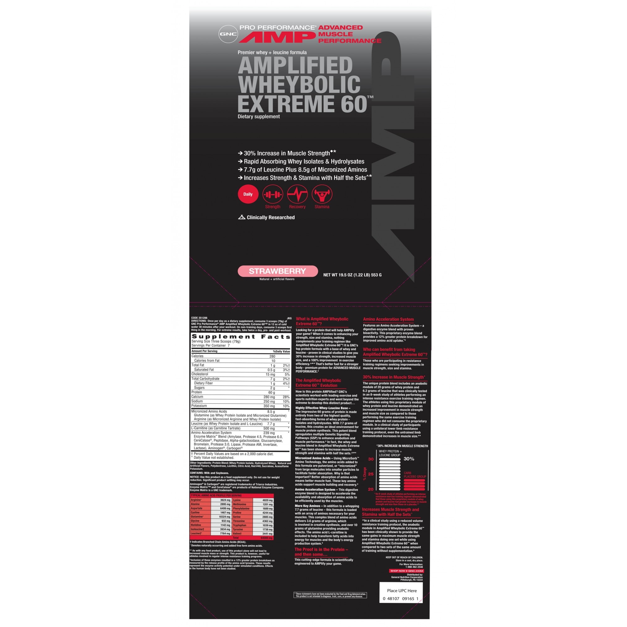 GNC Pro Performance AMP Amplified WheyBolic Extreme 60 - Capsuni - 553 ...