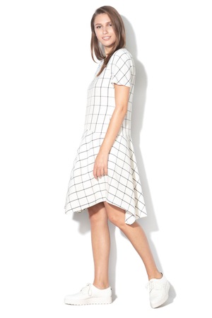 Pennyblack, Rochie in carouri cu talie joasa Malaga, Alb/Negru, 40 ...
