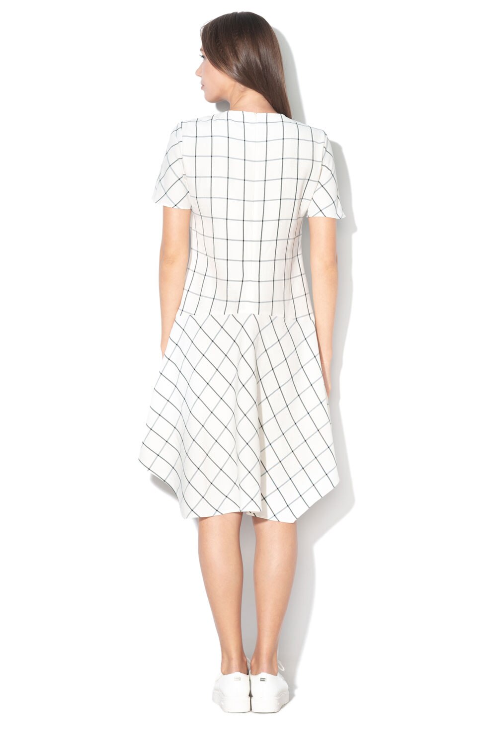 Pennyblack, Rochie in carouri cu talie joasa Malaga, Alb/Negru, 40 ...
