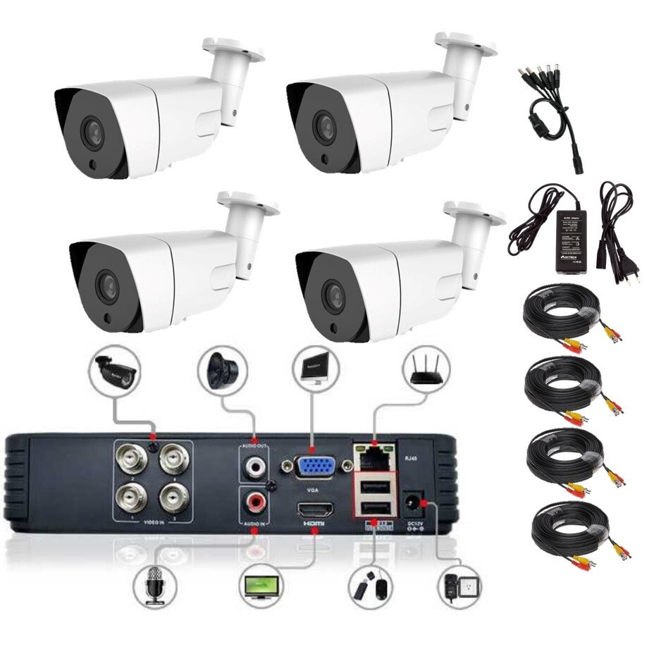 Комплект 4 камери за наблюдение Rovision + DVR 1080P, Екстериор, Full ...