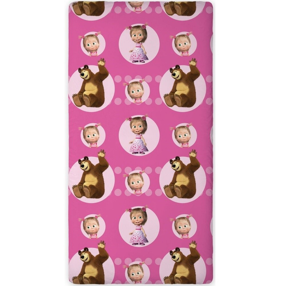 Mása és a Medve gumis lepedő pink 90x200cm - eMAG.hu