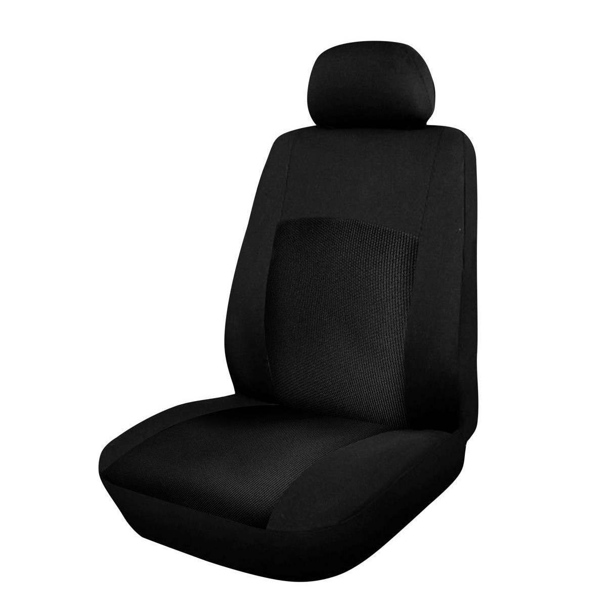 Set Huse Scaun Auto Universal Flexzon, 3 zip, Negru cu Fermoare, 9 buc ...