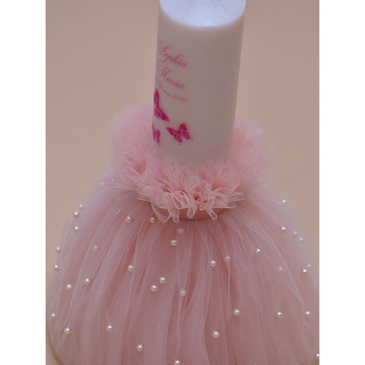 Lumanare de botez personalizata Fluturasi roz - eMAG.ro