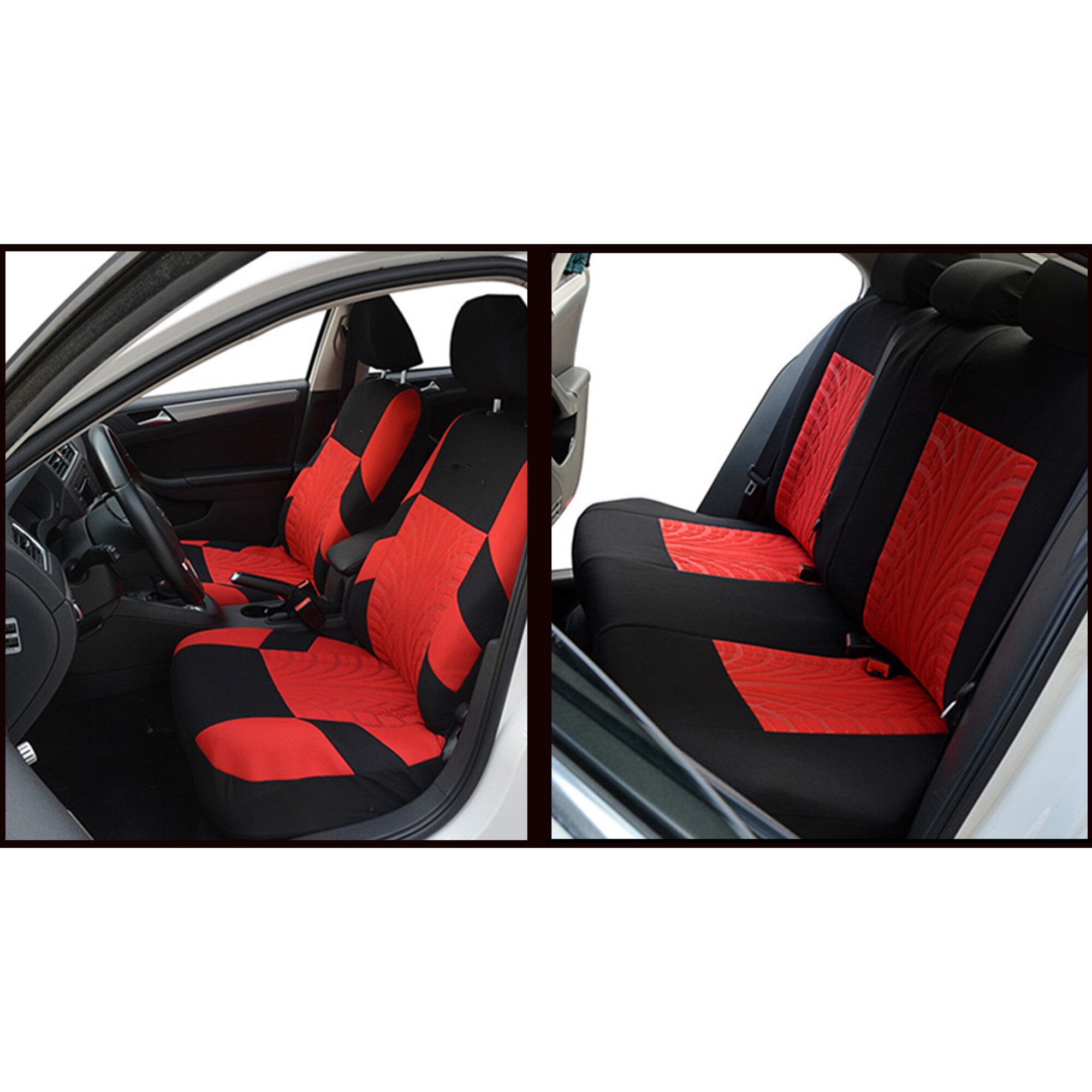 Set huse Scaune Auto Universale Flexzon, Negru/ Rosu, 9 buc - eMAG.ro