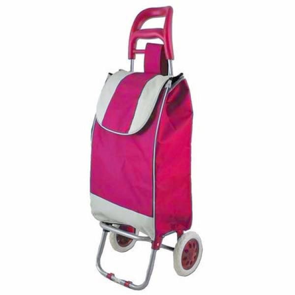 Pachet - 2 x Carut piata, 2 roti, Roz, Carucior cumparaturi cu sac ...