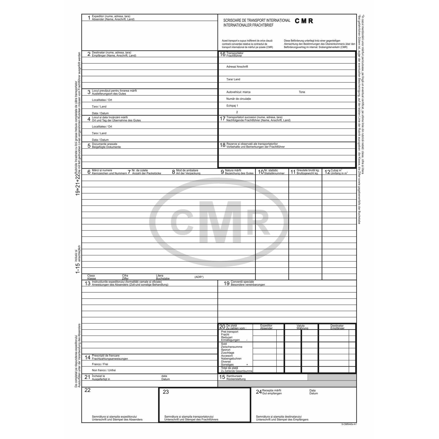 CMR International A4, 5 Ex, 25 Seturi/Carnet, Scrisoare de Transport ...