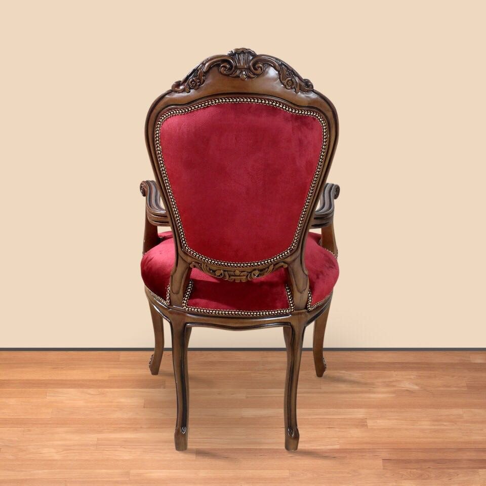 Scaun LUXURY cu brate Baroc Cadru lemn masiv, Tapiterie Bordo - eMAG.ro