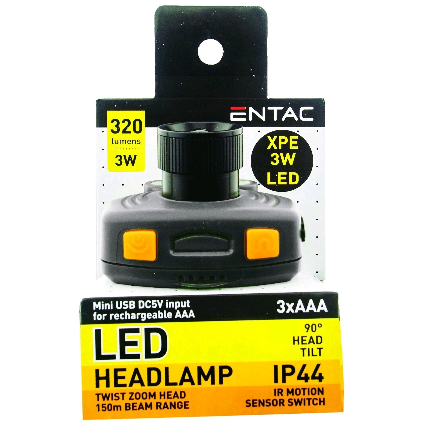 Lanterna Entac pentru cap, cu zoom, culoare negru. - eMAG.ro