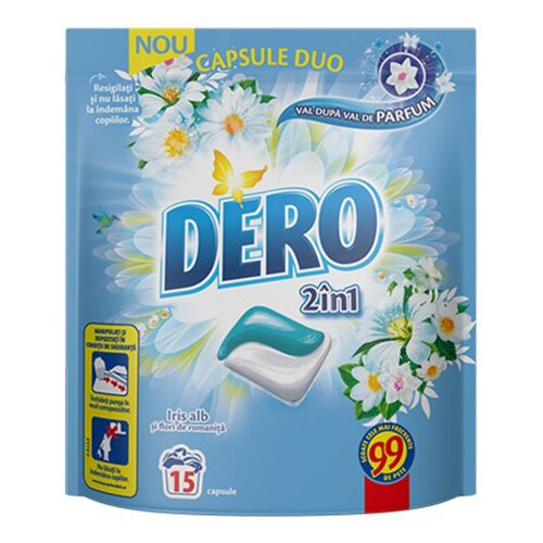 Pachet Promo Detergent automat Capsule Dero Duo Caps Iris Alb, 3 X 15 ...
