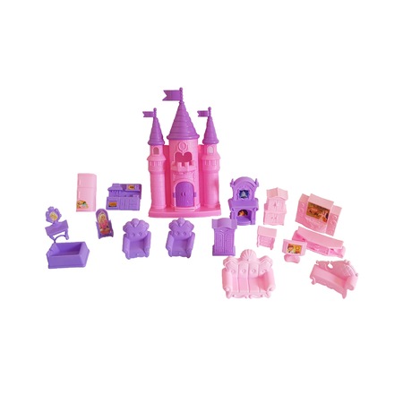 Set castel papusi si mobilier, 17 piese - eMAG.ro